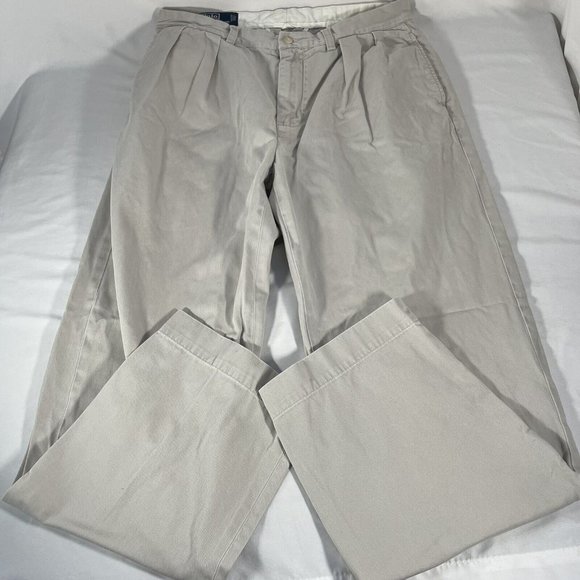 Polo Ralph Lauren | Pants | Polo Ralph Lauren Andrew Pant Chino Tan Gray Dress Pants Pleated Sz ...